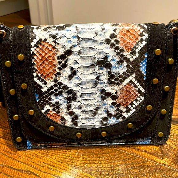 Anthropologie | Bags | Anthropologie Black Suede And Faux Python ...